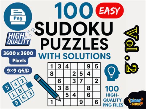 Easy Sudoku Vol 7 100 Png With Answers Graphic By Diraf Shop · Creative Fabrica