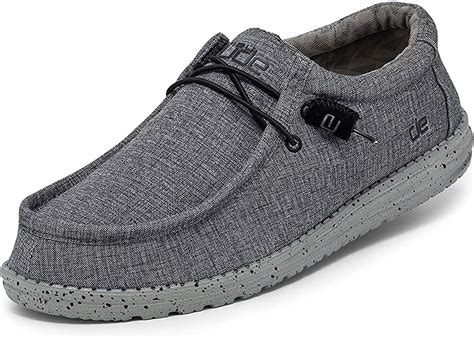 Hey Dude Mens Wally L Stretch Steel Shoe Breathable Canvas No Tie