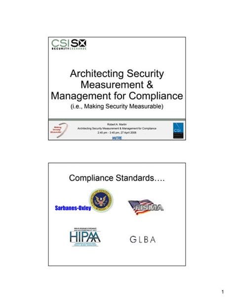 Architecting Security Measurement And Management For Compliance Pdf Computing Technology