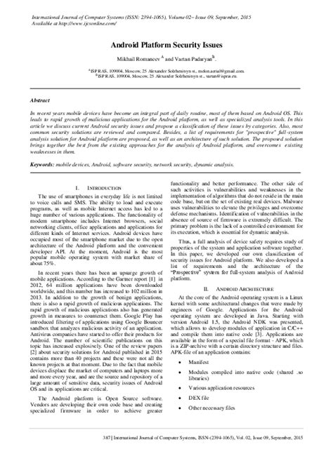 pdf android platform security issues editor ijcs and Михаил