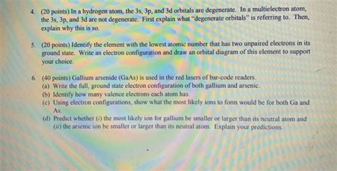 Solved 4 20 Points In A Hydrogen Atom The 3s 3p And 3d