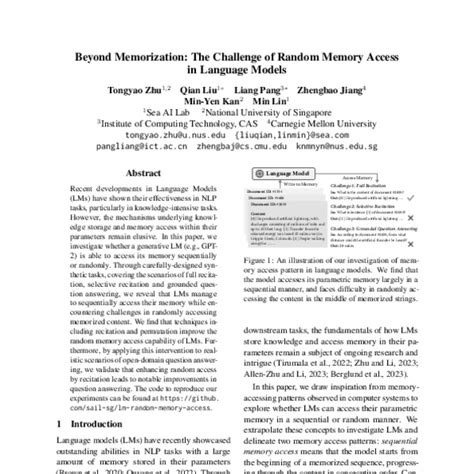 Beyond Memorization The Challenge Of Random Memory Access In Language Models Acl Anthology