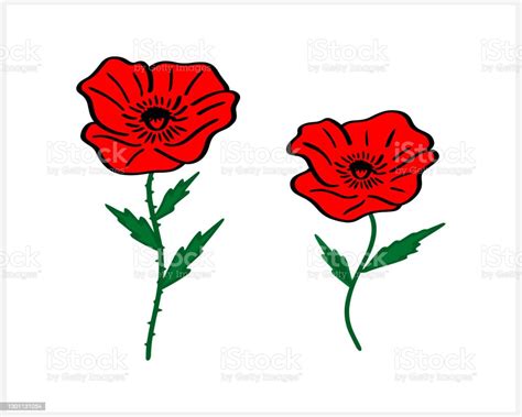 흰색에 고립 된 잎 양귀비낙서 윤곽 아이 손 그리기 꽃 라인 아트 벡터 스톡 일러스트 Eps 10 0명에 대한 스톡 벡터 아트 및 기타 이미지 Istock