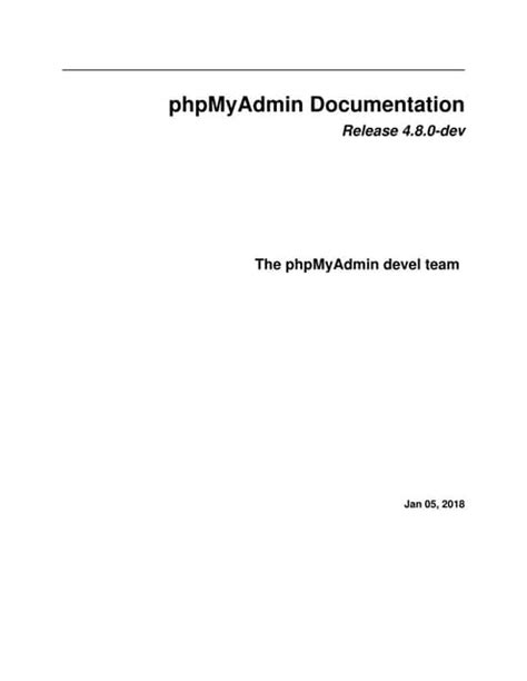 Php Myadmin Documentation Pdf
