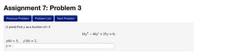 solved assignment 7 problem 3 previous problem problem list