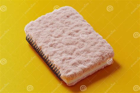 Fluffy Pink Spiral Notebook On Yellow Background Stock Illustration Illustration Of Aesthetic