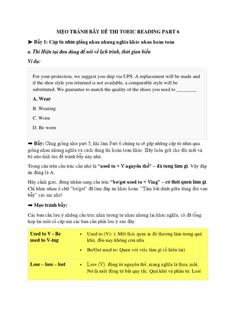 MẸo TrÁnh BẪy ĐỀ Thi Toeic Reading Part 6 Pdf
