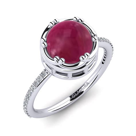Buy 3 Carat Cabochon Round Cut Cabochon Ruby 14ct White Gold Glamira