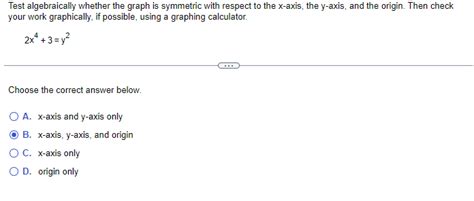 solved test algebraically whether the graph is symmetric