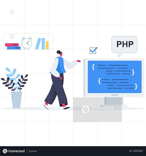 female php developer doing codding animated icon download in json