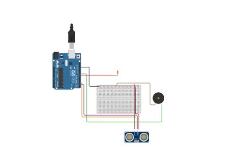 Circuit Design Automatic Braking Assistant Using An Ultrasonic Sensor Tinkercad