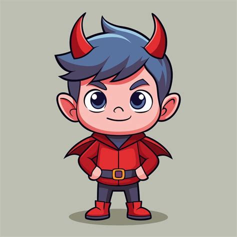 Cute Cartoon Boy With Devil Outfit Cartoon Vector Illustration