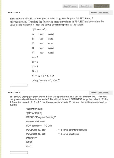 Solved The Software Pbasic Allows You To Write Programs For