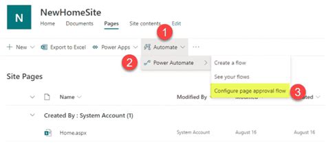 how to create an approval workflow for sharepoint pages using power