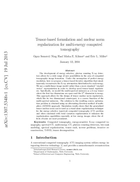 Pdf Tensor Based Formulation And Nuclear Norm Regularization For