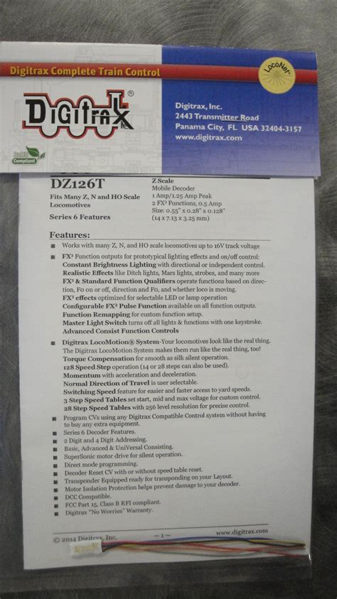 digitrax dz126t tiny 2 function mobile decoder all scales yankeedabbler