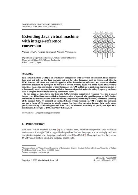 Pdf Extending Java Virtual Machine With Integer Reference Conversion