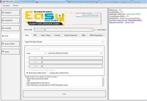 ALL MTK ERROR Sending DA Failed Can Not Load DA File GSM Forum