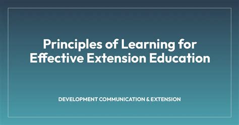 Principles Of Learning For Effective Extension Education • Csr Education