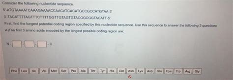 solved consider the following nucleotide sequence
