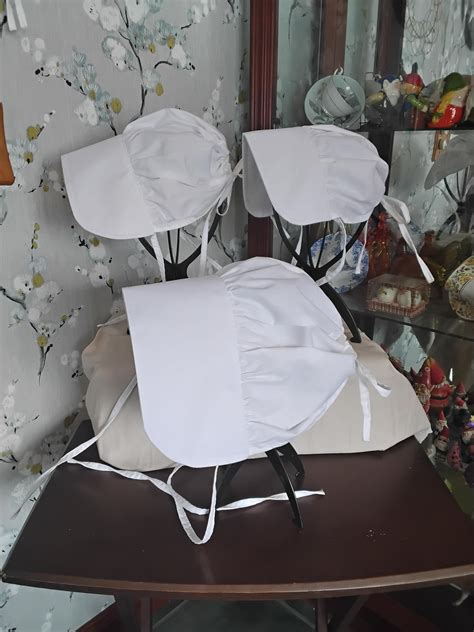White Cotton Prairie Bonnet Etsy