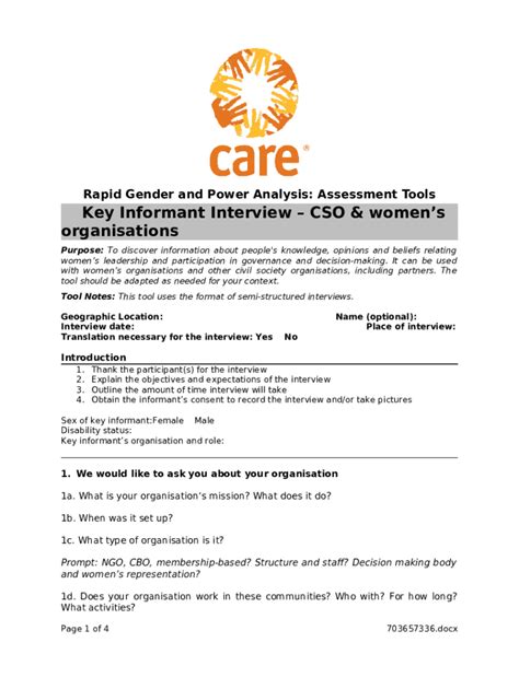 Rapid Gender ANALYSIS Gender Based ASSESSMENT Doc Template PdfFiller