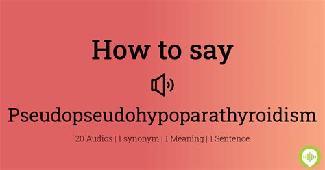 How To Pronounce Pseudopseudohypoparathyroidism