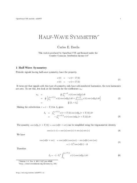 Half Wave Symmetry 4 Pdf Mathematical Relations Geometry