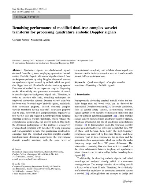 Pdf Denoising Performance Of Modified Dual Tree Complex Wavelet Transform For Processing