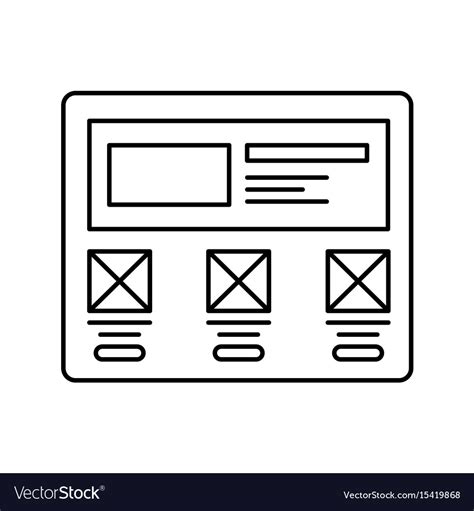 wireframe in screen lined icon website page in vector image