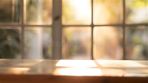 Generative Ai Blurred Window Background With Table Business Concept