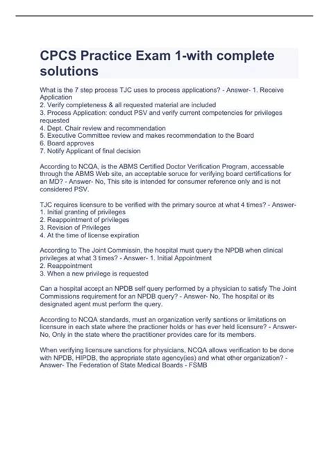 CPCS Practice Exam 1 With Complete Solutions CPCS Stuvia US