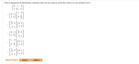 Solved Find A Sequence Of Elementary Matrices That Can Be