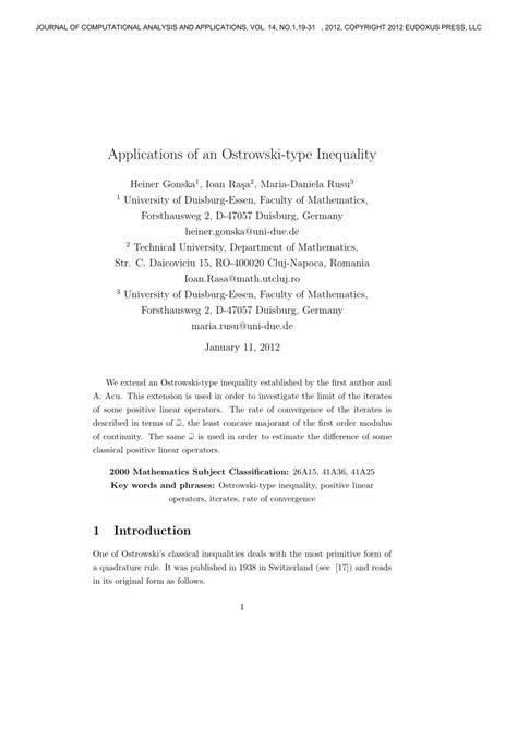 Pdf Applications Of An Ostrowski Type Inequality