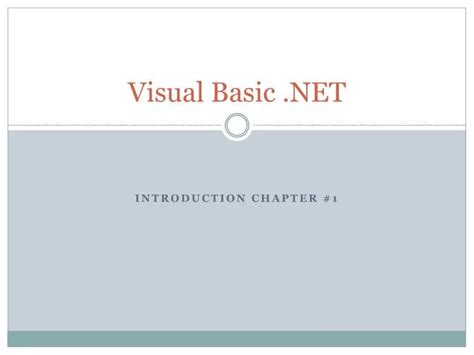 Ppt Visual Basic Net Powerpoint Presentation Free Download Id6825573