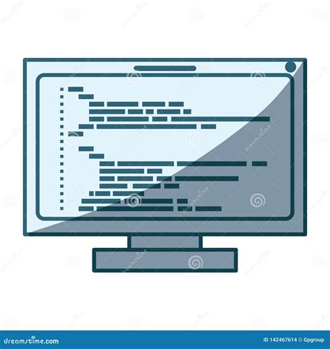 Blue Shading Silhouette Of Lcd Monitor With Screen Programming Window