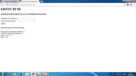 Membuat Program Menghitung Luas Persegi Panjang Dengan PHP CATATAN ERWIN