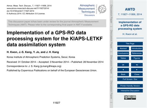 Pdf Implementation Of A Gps Ro Data Processing System For The Kiaps