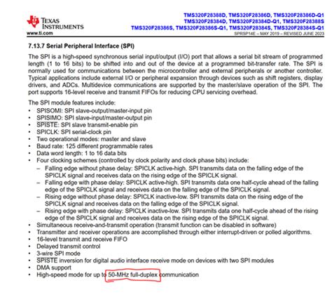 tms320f28388d problems with spi and its speed c2000 microcontrollers