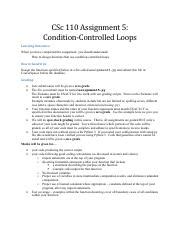 CSC A Pdf CSc Assignment Condition Controlled Loops Learning Outcomes When You Have