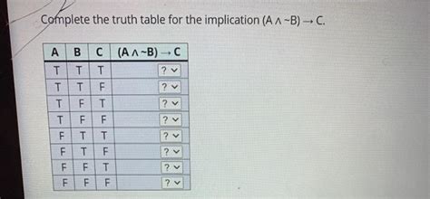 Solved Complete The Truth Table For The Implication A1 B Chegg Com