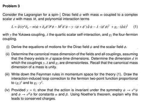 Problem Consider The Lagrangian For A Spin Chegg