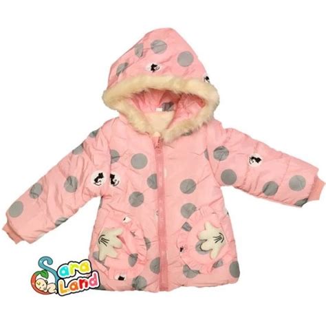 خرید و قیمت کاپشن نوزادی کلاه دار دخترانه خالدار طرح گربه ترب