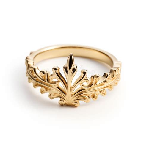 Ornate Gold Leaf Ring Inspired By Crown Polished Craftsmanship Stock