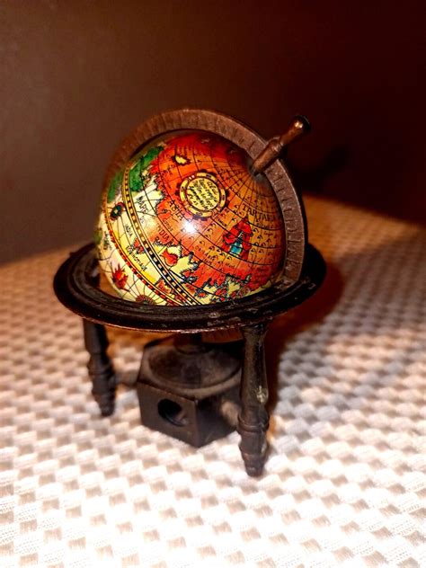 Vintage Die Cast Mini World Globe Map Pencil Sharpener Etsy
