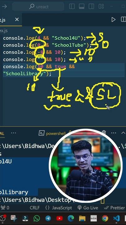 Working Of And Andand Logical Operator In Javascript Javascript Js Shorts School4u Youtube