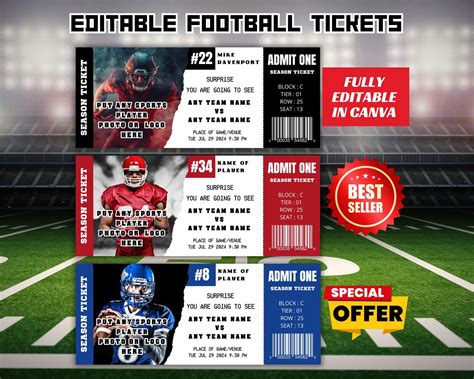 Editable Surprise Football Game Ticket Printable Sport Surprise Ticket