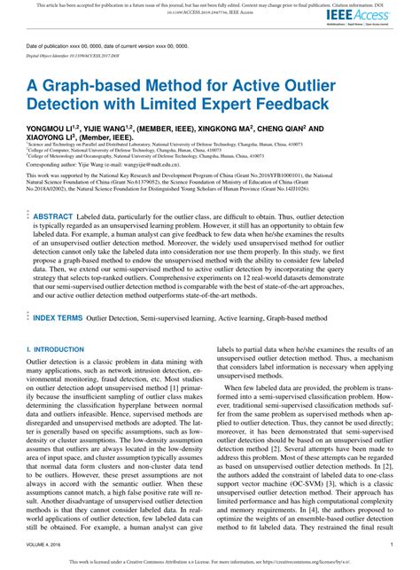 Pdf A Graph Based Method For Active Outlier Detection With Limited