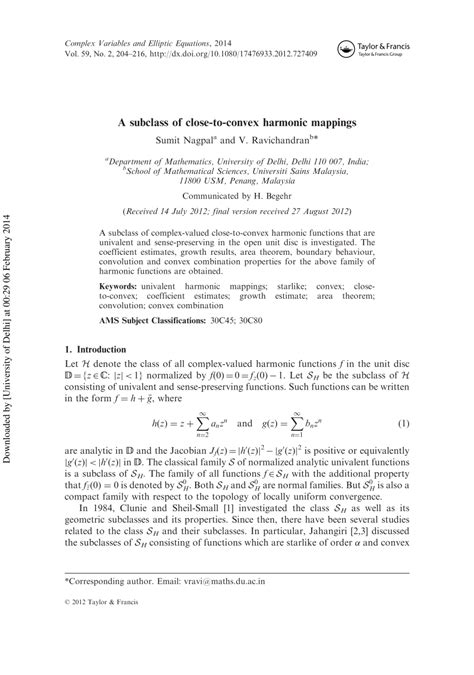 PDF A Subclass Of Close To Convex Harmonic Mappings