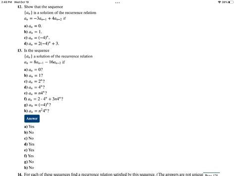 Solved Show That The Sequence An Is A Solution Of The Chegg